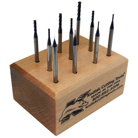 Kodiak Cutting Tools 10pc. Micro Carbide End Mill Set, Square, LOC 5Xs DIA, ALTiN Coated ...